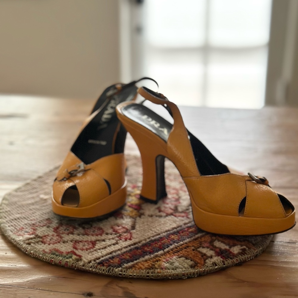 Marigold Prada Slingback Heels - Gem